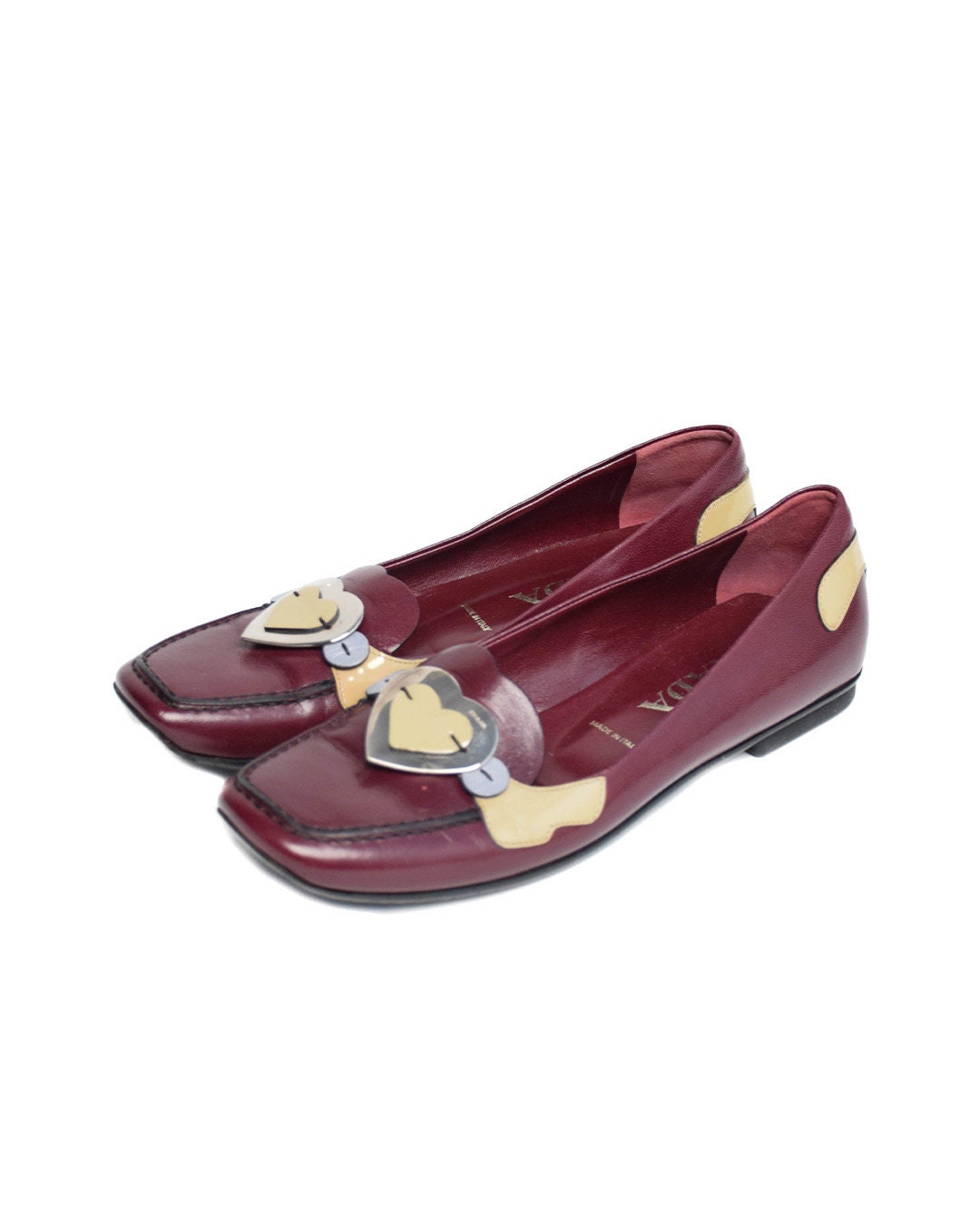 Prada Late 90s Leather Heart Loafers - Etsy