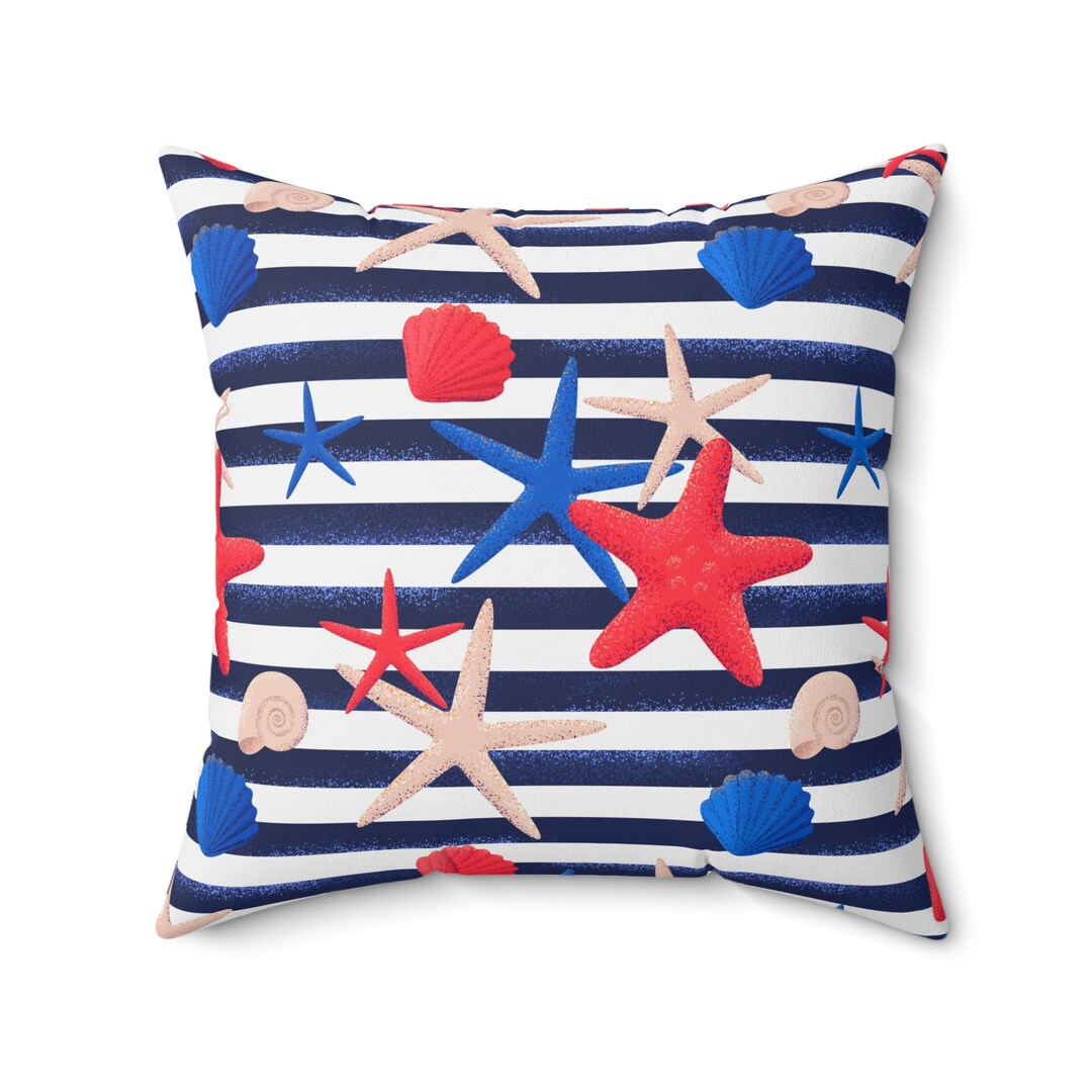 Patriotic Beach Shells and Starfish Spun Polyester Square - Etsy