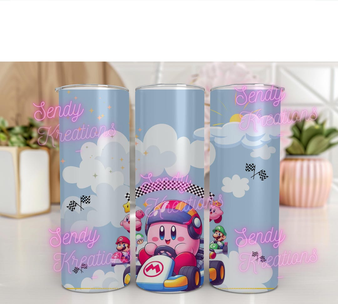 Kirby Racing Driver, Car Driving Cartoon, Png Sublimation Tumbler ...
