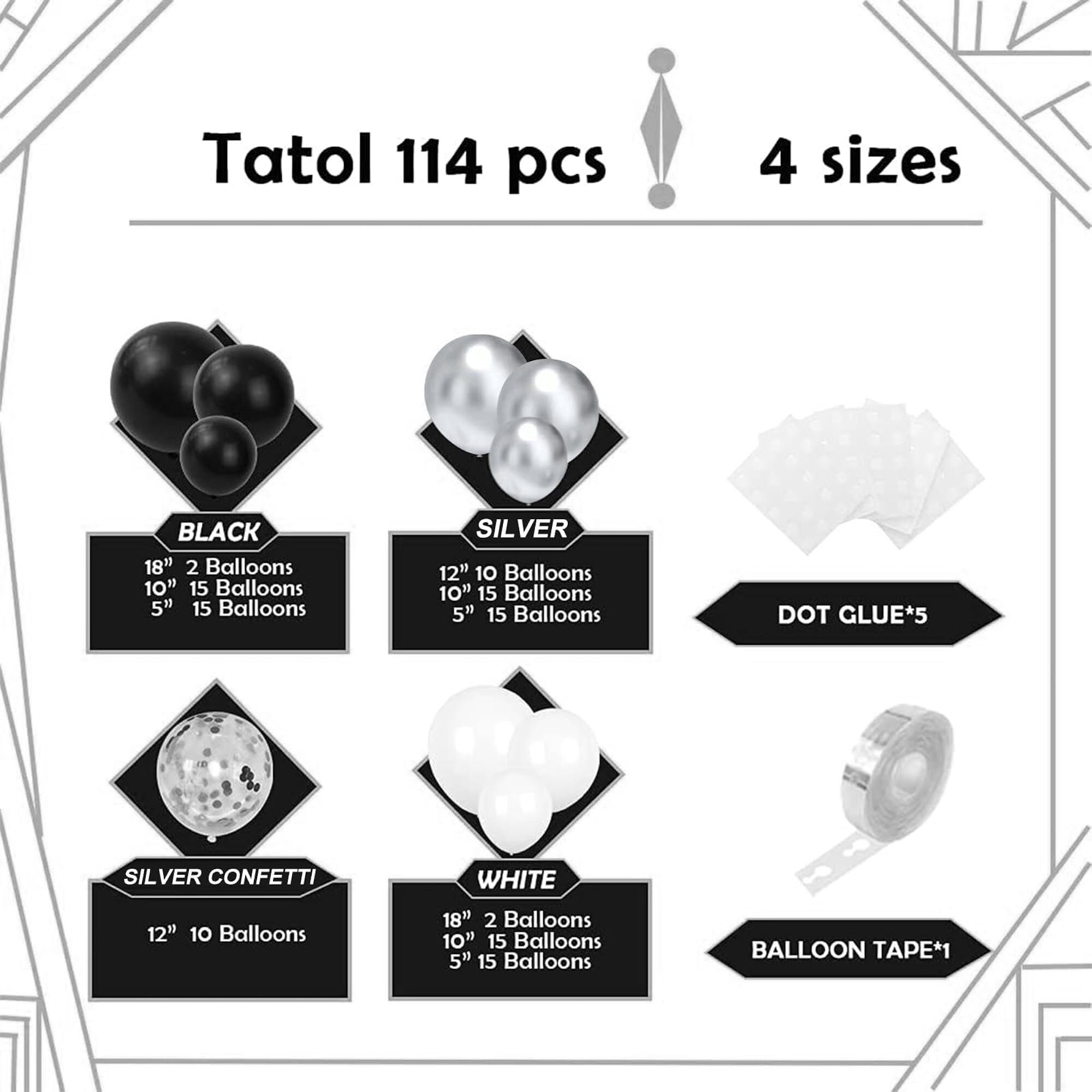 Black White Silver Balloon Garland Kit 114pcs Black And Silver Party