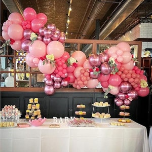 Pink Balloon Arch Kit, 140pcs Pastel Light Metallic Pink and White ...