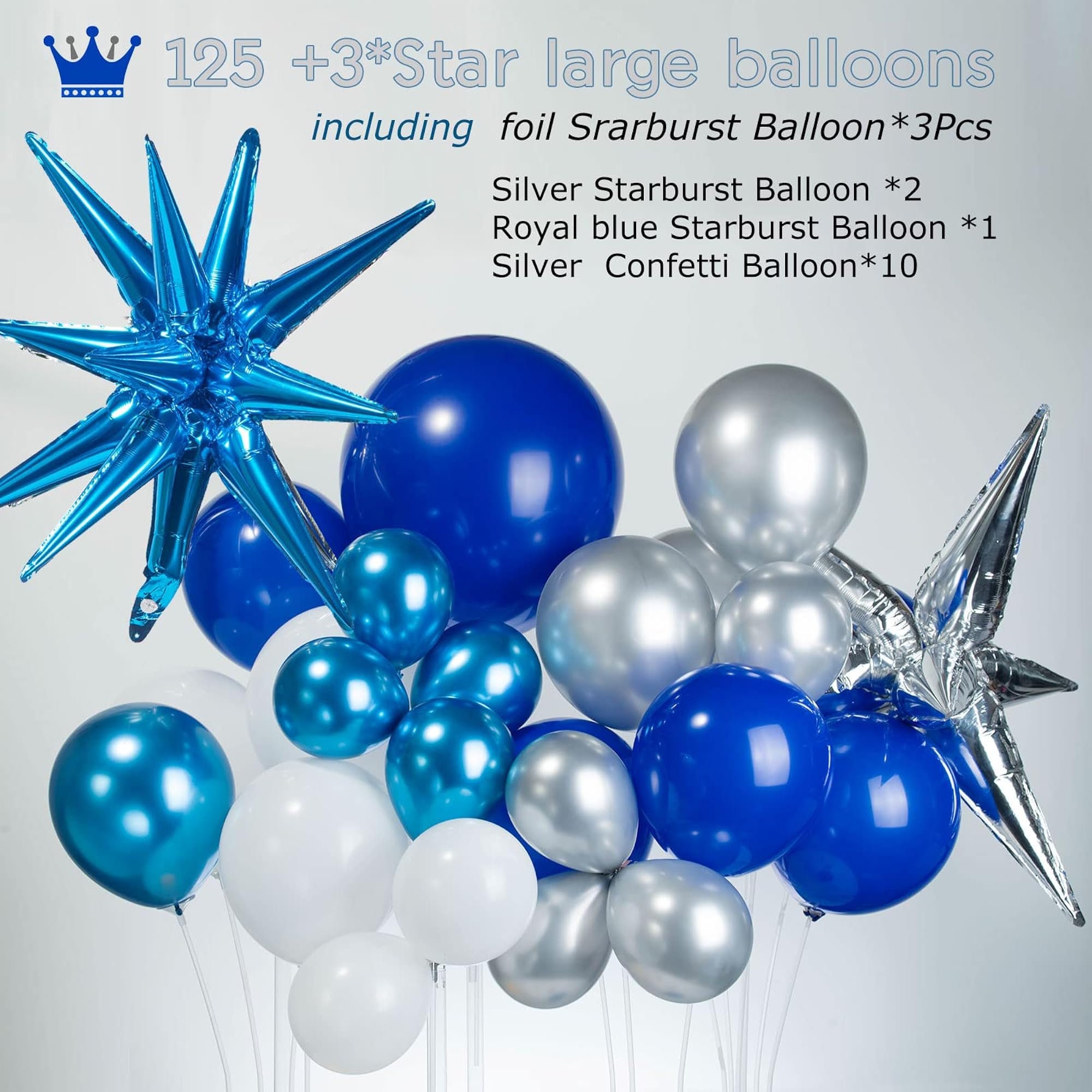 Royal Blue White Silver Balloon Garland Arch Kit Metallic Blue - Etsy