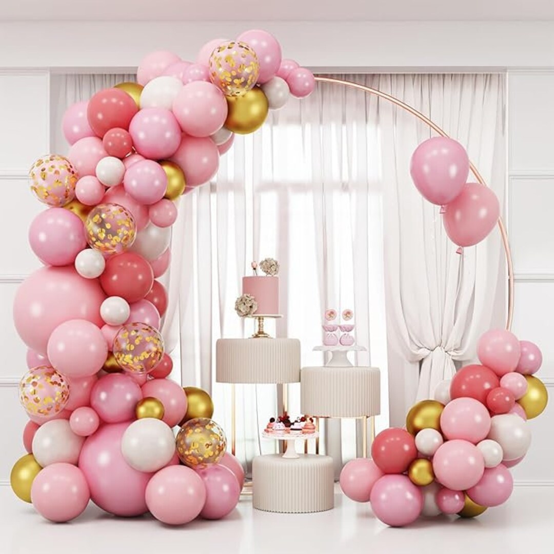 159pcs Pink Gold Balloons Garland Arch Kit Pastel Pink White Gold ...
