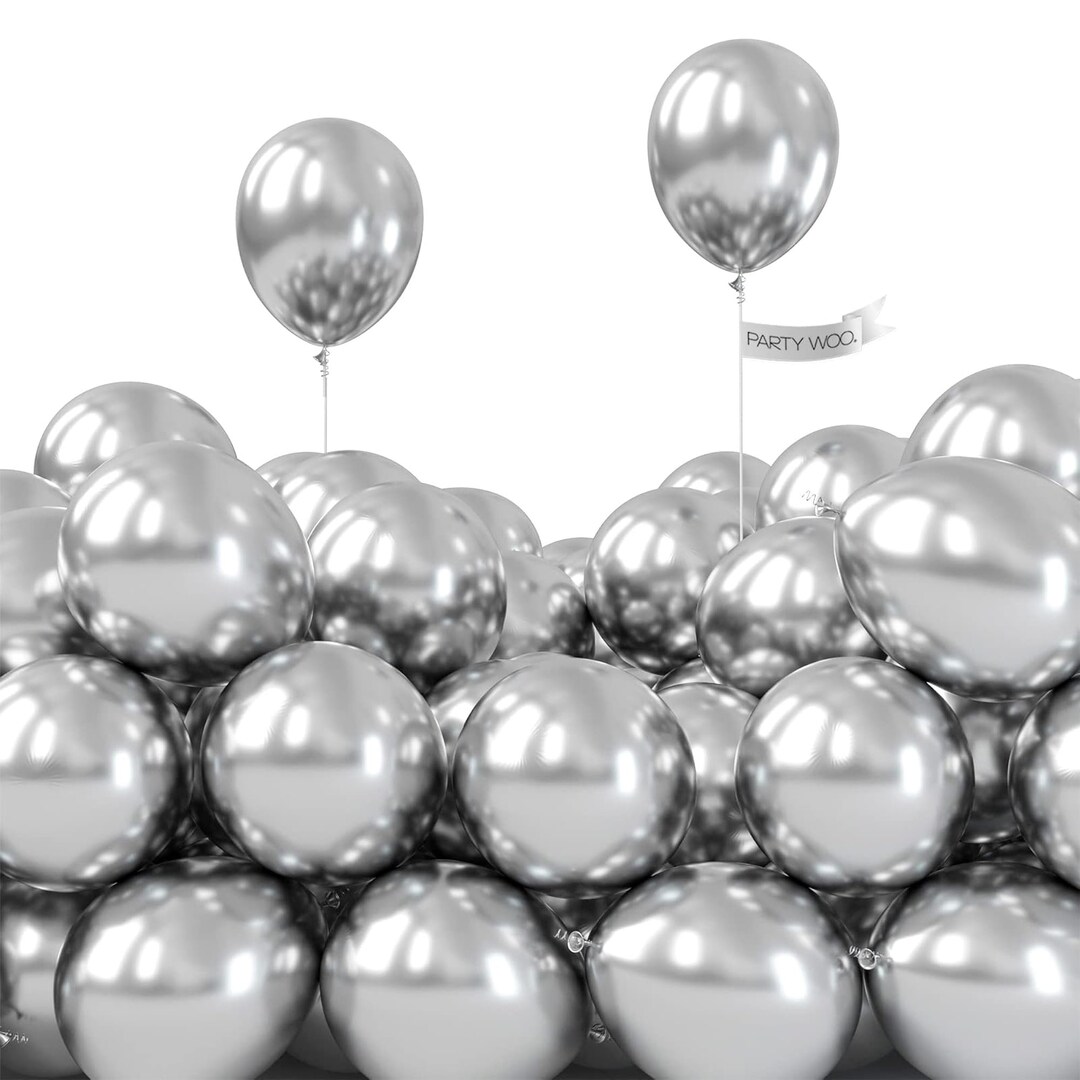 Metallic Silver Balloons, 120 Pcs 5 Inch Silver Metallic Balloons ...