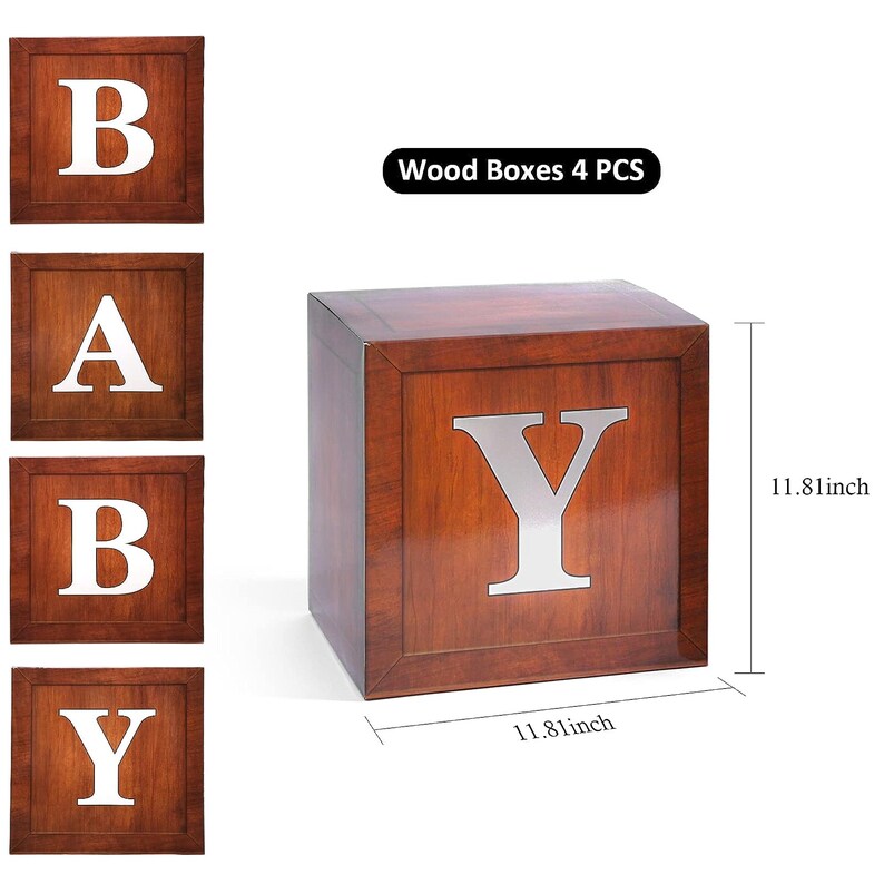 Baby Boxes With Letters for Baby Shower 4pcs Grain Wood - Etsy