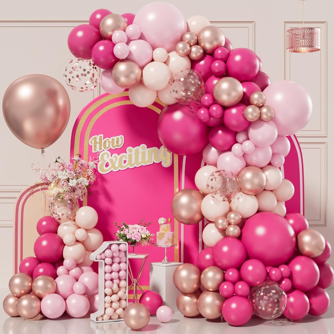 152pcs Pink Balloon Arch Garland Kit With Pastel Pink Hot Pink Pastel ...