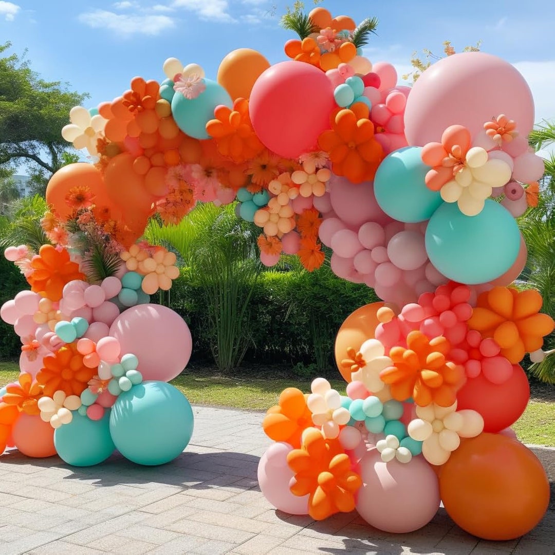 Pastel Balloon Garland Pink Blue Coral Balloons Different Sizes Macaron ...