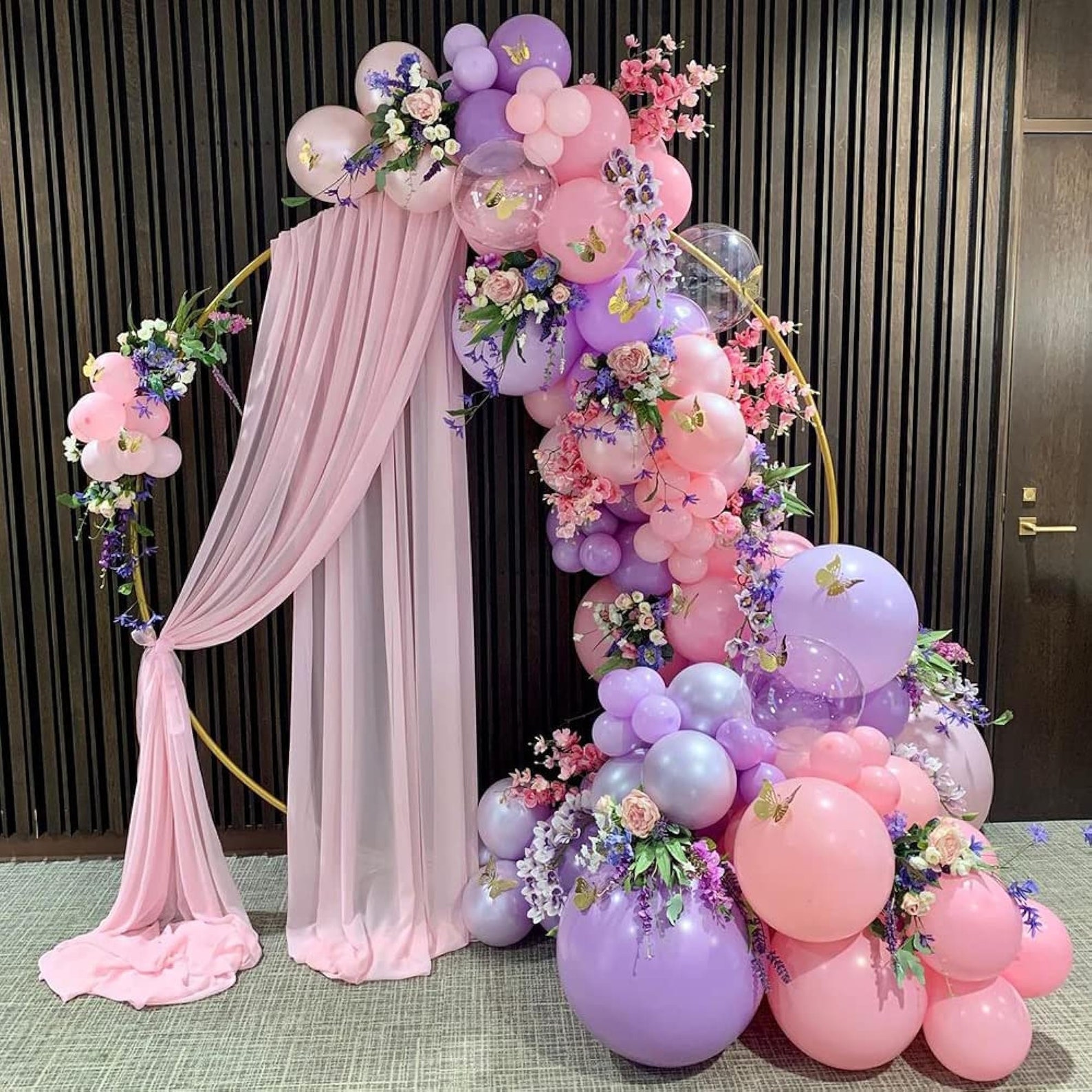 142pcs Pastel Pink Purple Balloon Arch Kit Butterfly Balloon Garland ...
