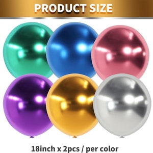 Metallic Balloons 18 Inch 12 Pcs Multicolor Chrome Balloons Large Latex ...