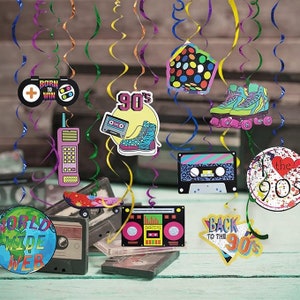 30 Pcs 90s Party Decorations Hanging Swirls for Adults Back to 1990's ...