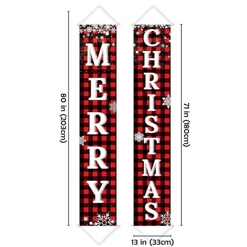 Christmas Decorations Outdoor Yard Front Porch Sign Set, Red Black ...
