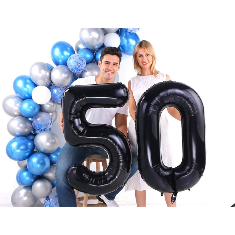 Black 50 Number Balloons Giant Jumbo Number 50 Foil Mylar Balloons for ...