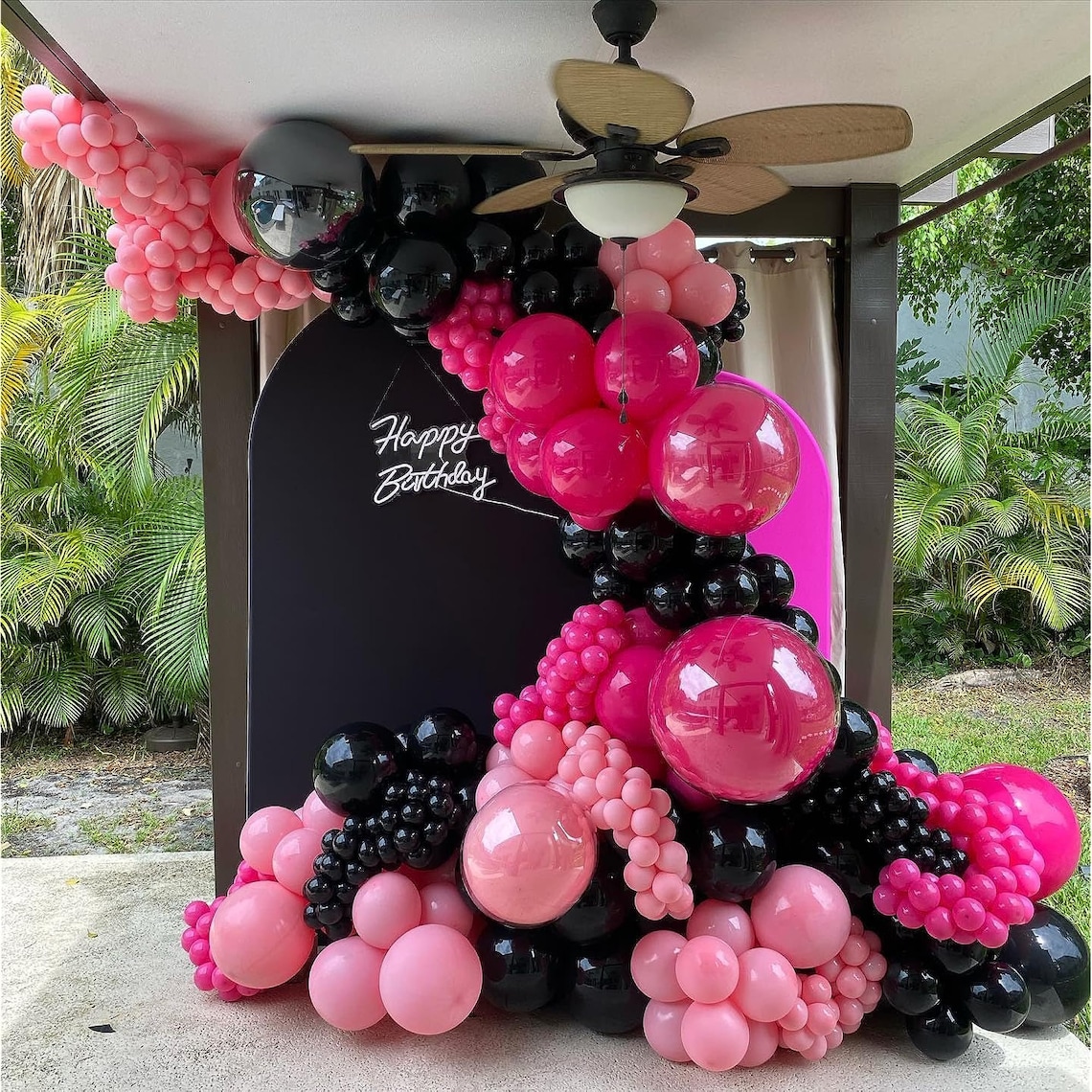Hot Pink and Black Balloon Garland Arch Kit 153pcs Black Pink - Etsy