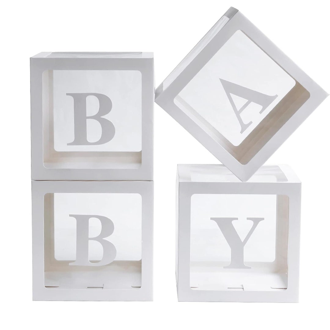 Baby Boxes With Letters for Baby Shower, 4 Pcs Clear Balloon Boxes - Etsy