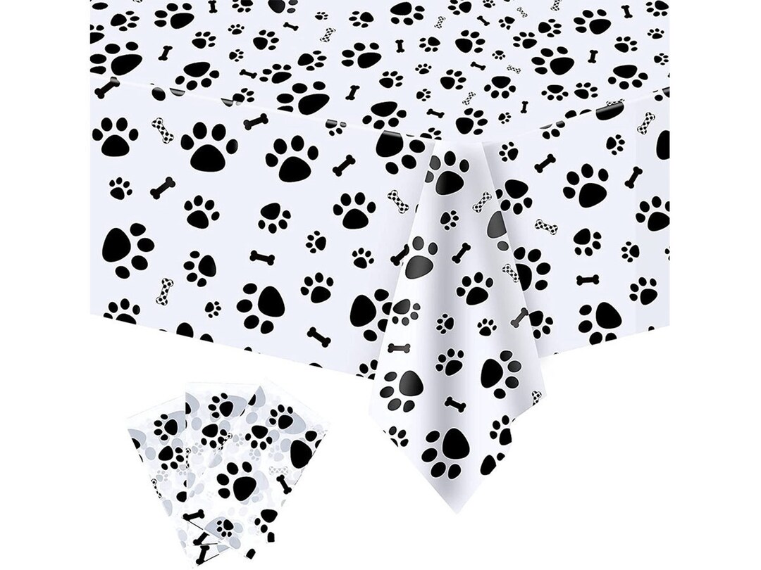 3 Pack Puppy Dog Pet Paw Print Plastic Tablecloth Table Cover,large Paw ...