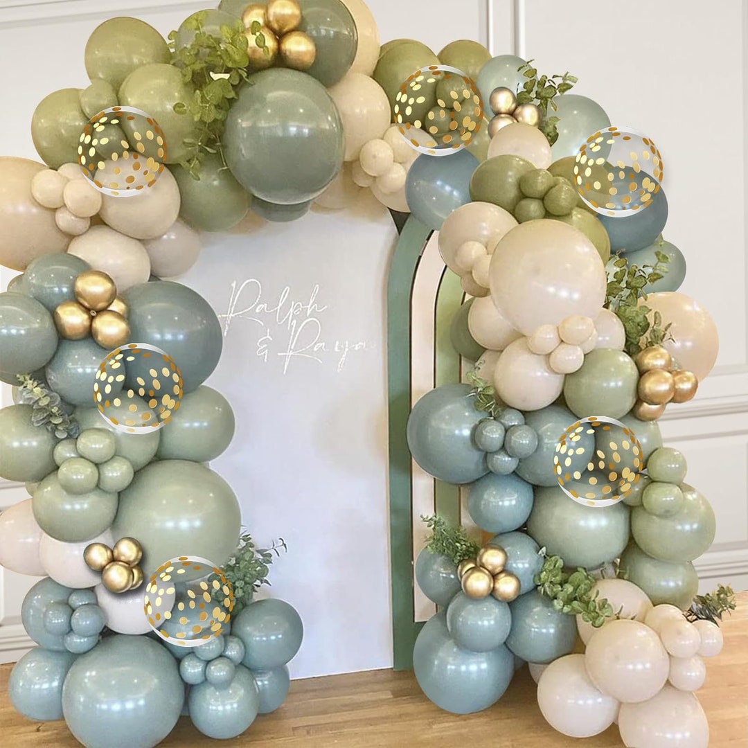 Dusty Green Blue Balloon Garland Arch Kit, 139PCS Green Ash Mist Green ...