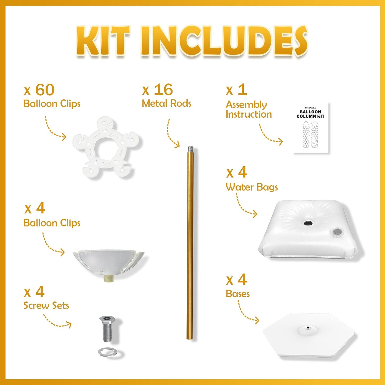 Gold Balloon Stand Set of 4, 1 to 5.25 Ft Adjustable Metal Balloon ...