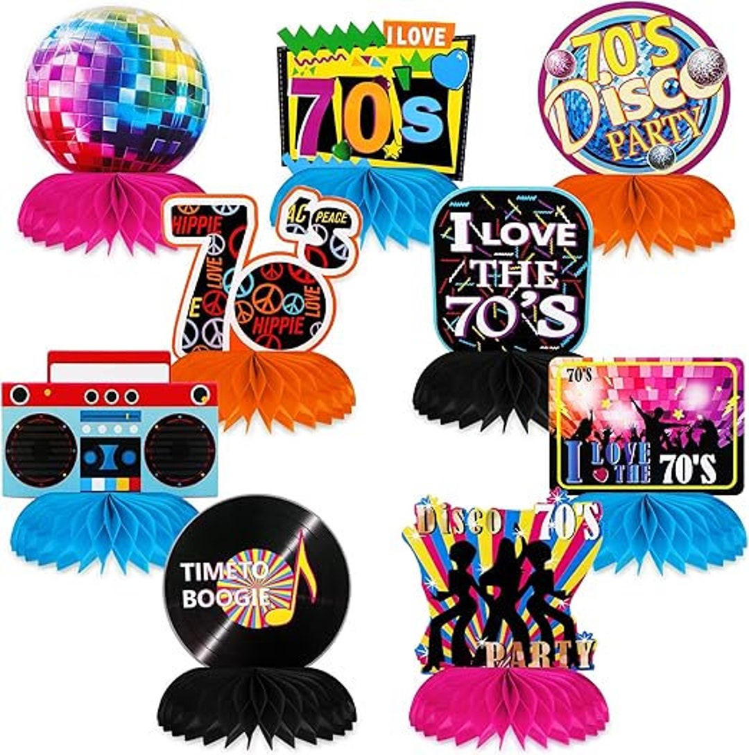 9 Pcs 70s Party Decorations Back to 70s Honeycomb Centerpieces Colorful ...