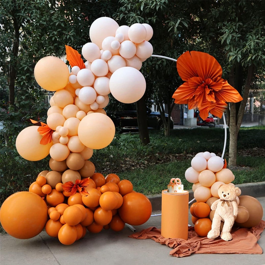 Burnt Orange Balloon Garland Arch Kit 120pcs Double Stuffed Pumpkin ...
