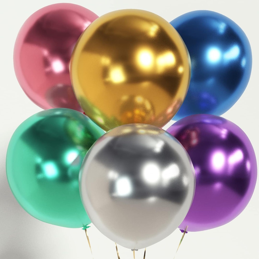 Metallic Balloons 18 Inch 12 Pcs Multicolor Chrome Balloons Large Latex ...