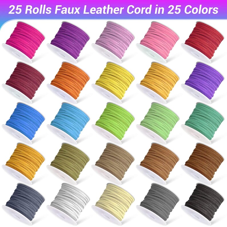 Faux Suede Leather Cord, 25 Rolls Flat for Jewelry Making, Leather ...