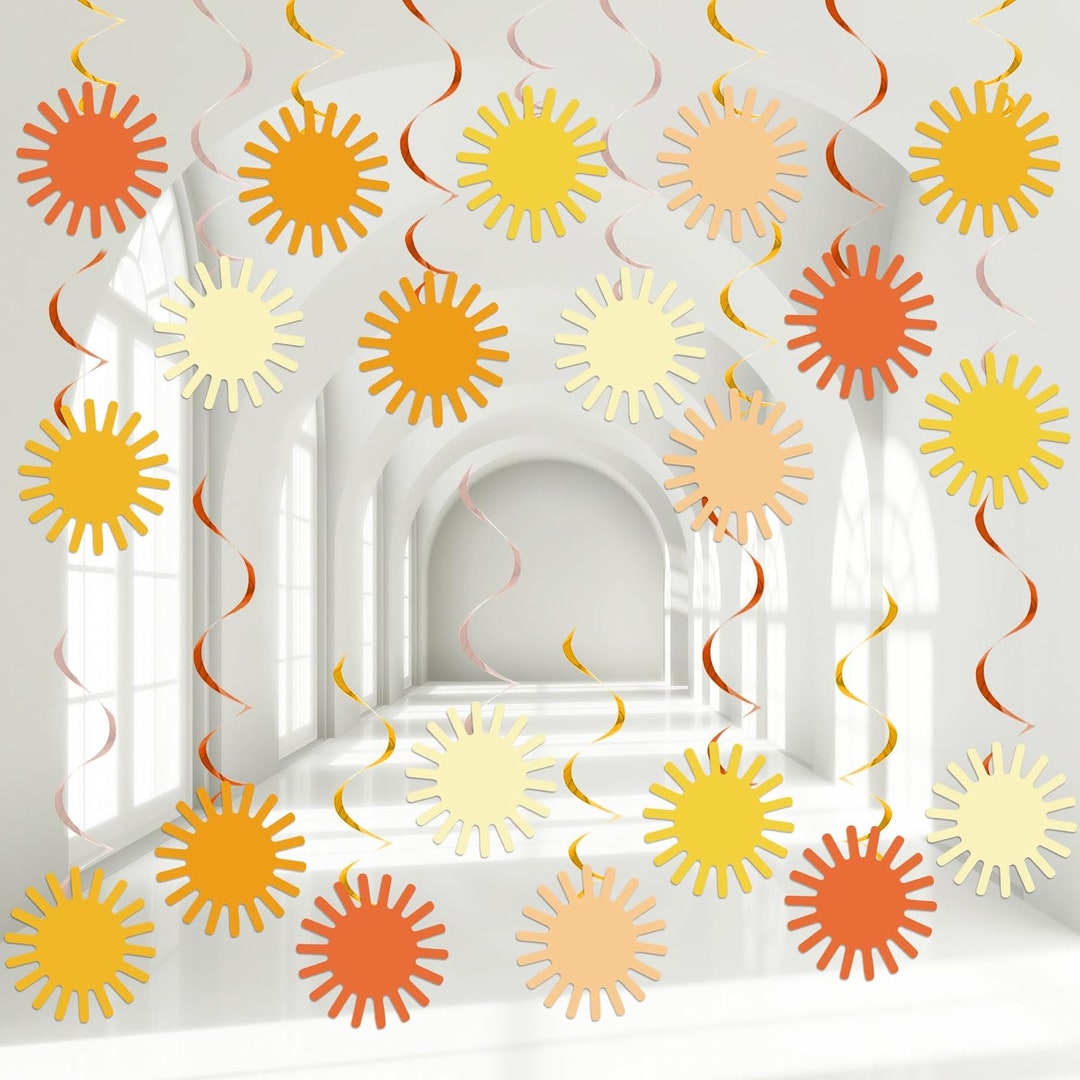 60pcs Boho Sun Banners First Trip Around the Sun Birthday Decorations ...
