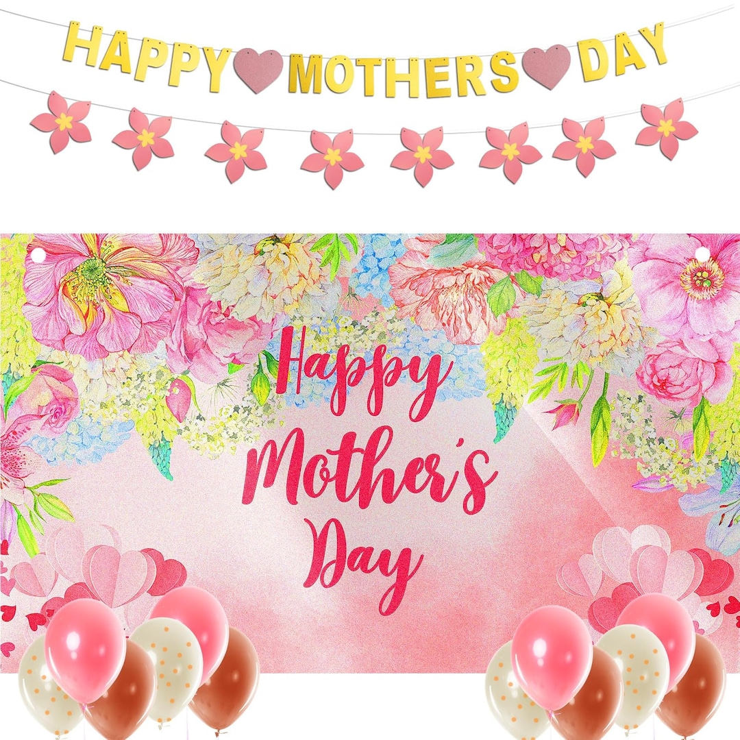 Mothers Day Decorations Happy Mothers Day Banner Mothers Day Backdrop ...
