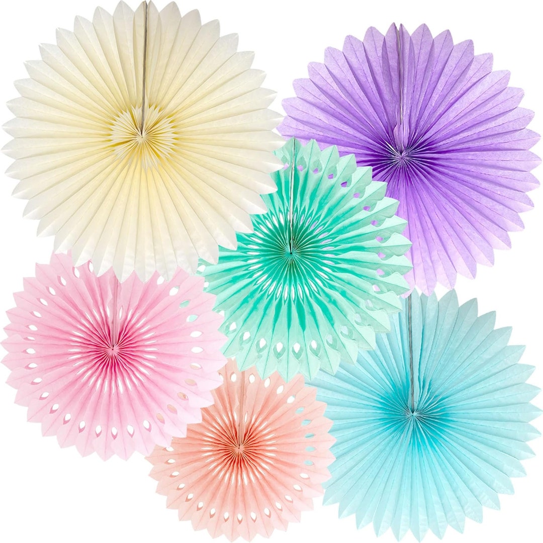 Pastel Rainbow Paper Fans Party Decorations Colorful Ice Cream Easter ...