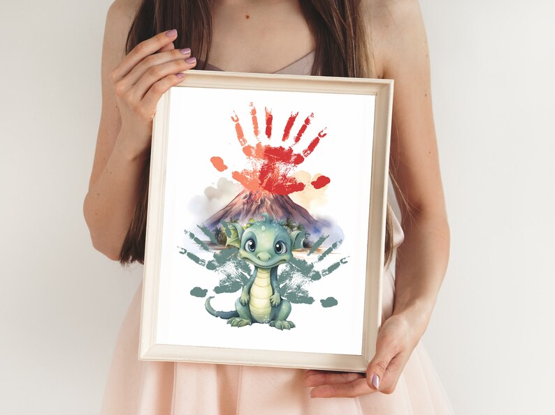 Baby Dragon Handprint Art Print, Handprint Craft Art, Child Handprint ...