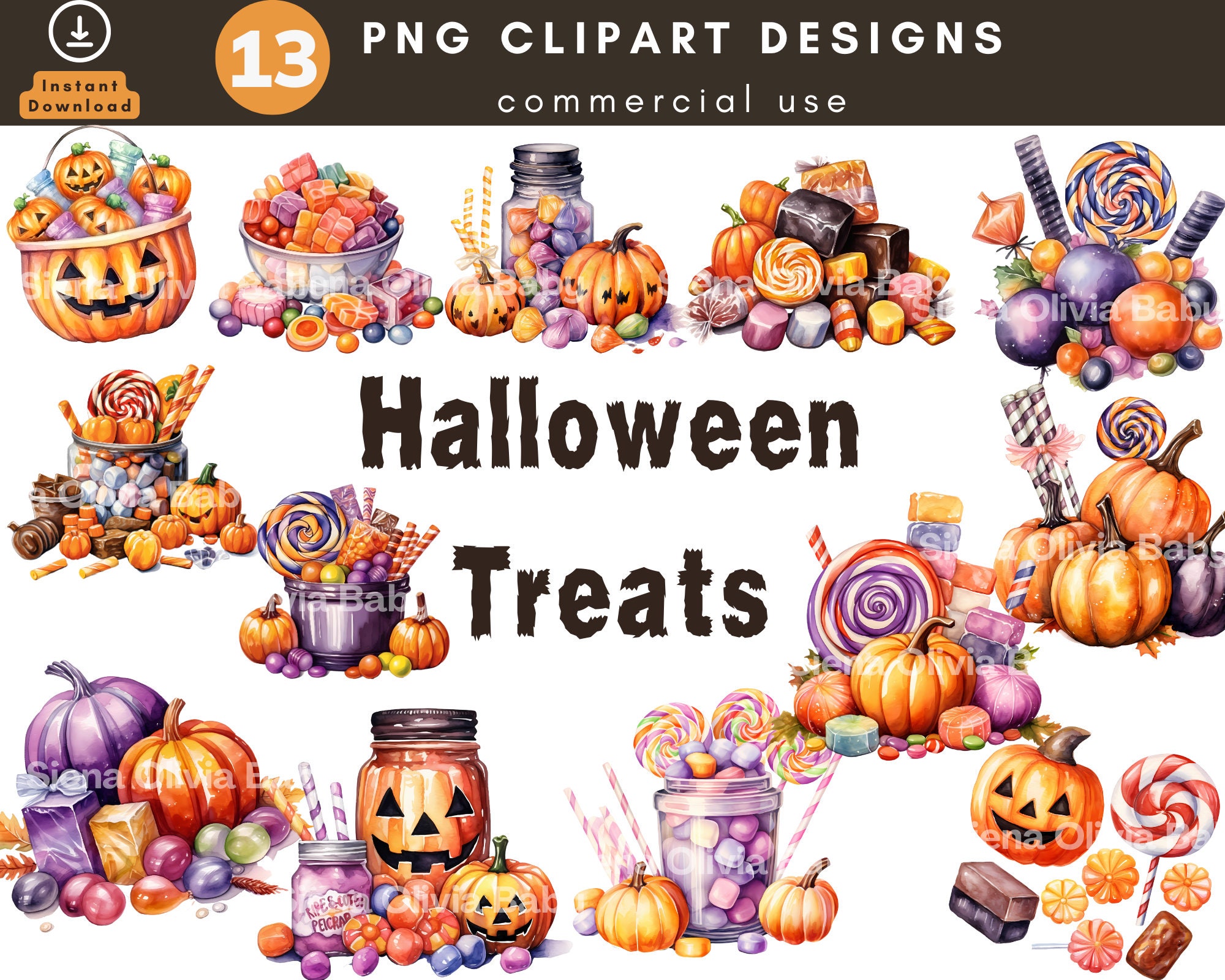 Halloween Clipart PNG Vintage Halloween Halloween Treats Clipart ...