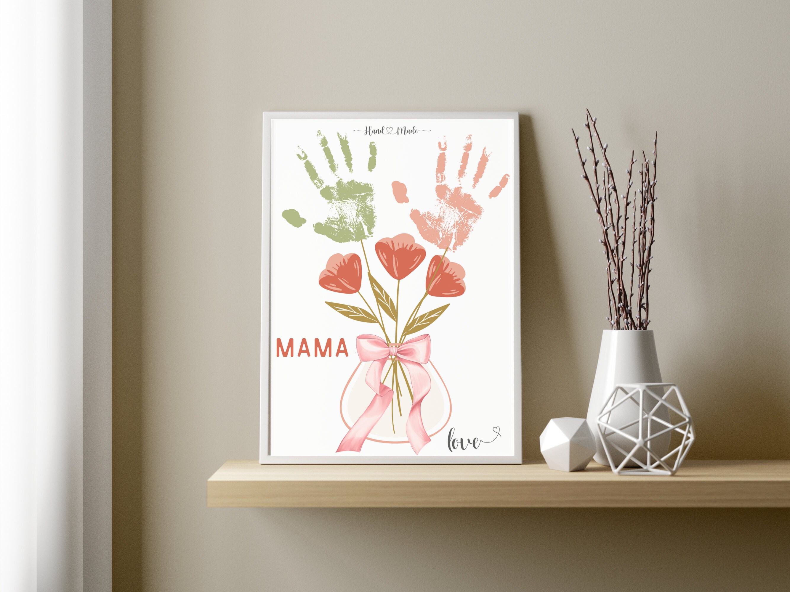 Mother's Day Flower Handprint Craft Art, Flower Handprint Art, Child ...