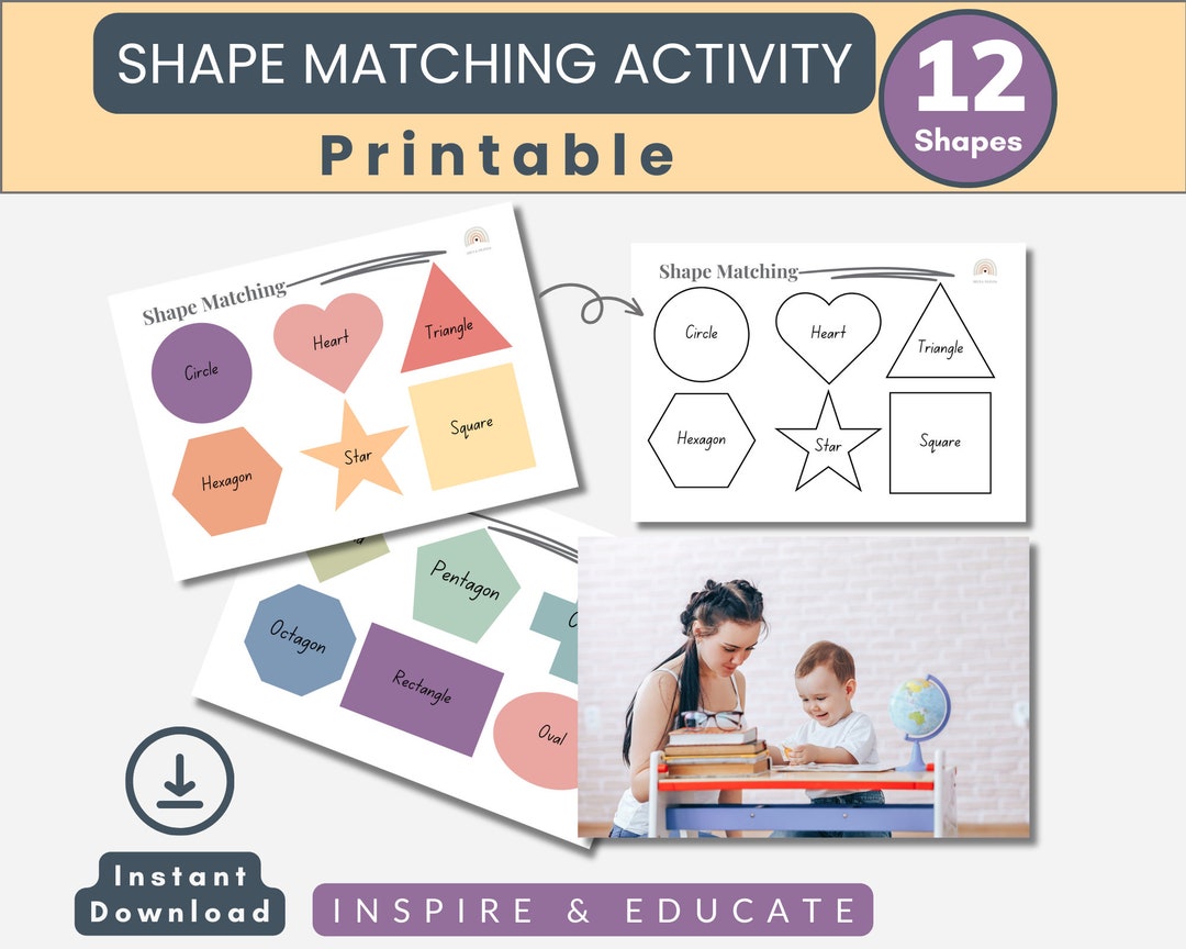 Kids Shape Matching Printable Printable Shapes preschool Printables ...