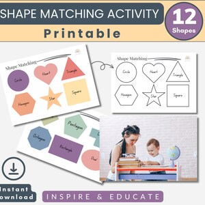 Kids Shape Matching Printable Printable Shapes preschool Printables ...