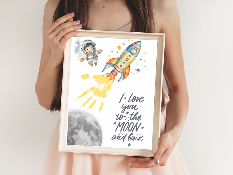 Astronaut Spaceship Handprint Art Print, Handprint Craft Art, Child ...