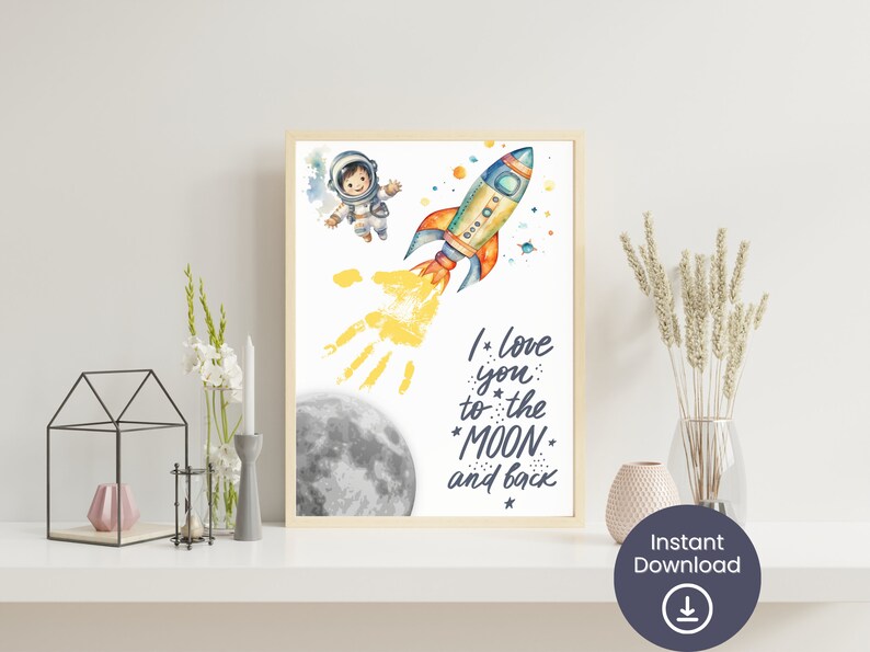 Astronaut Spaceship Handprint Art Print, Handprint Craft Art, Child ...