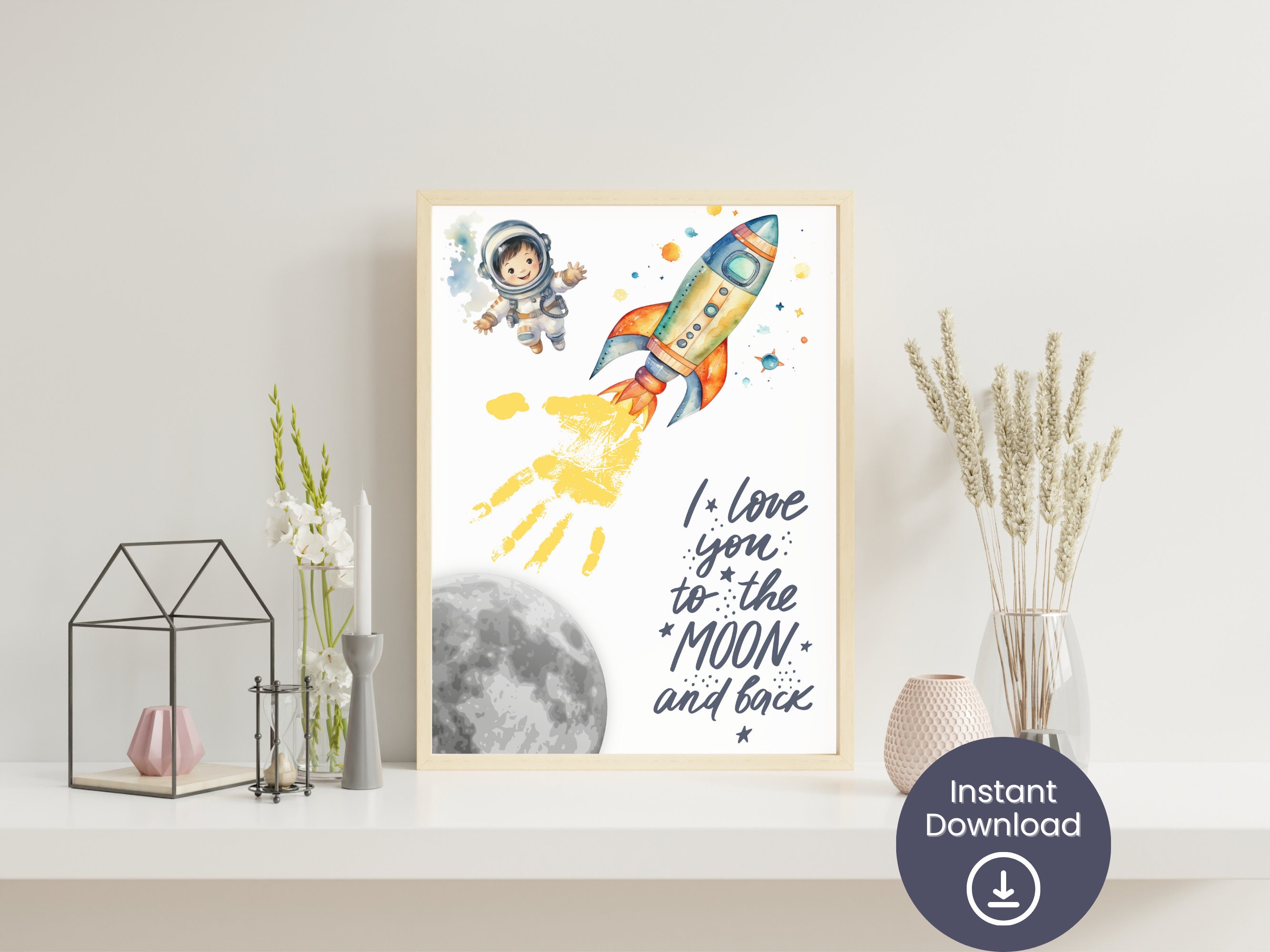 Astronaut Spaceship Handprint Art Print, Handprint Craft Art, Child ...
