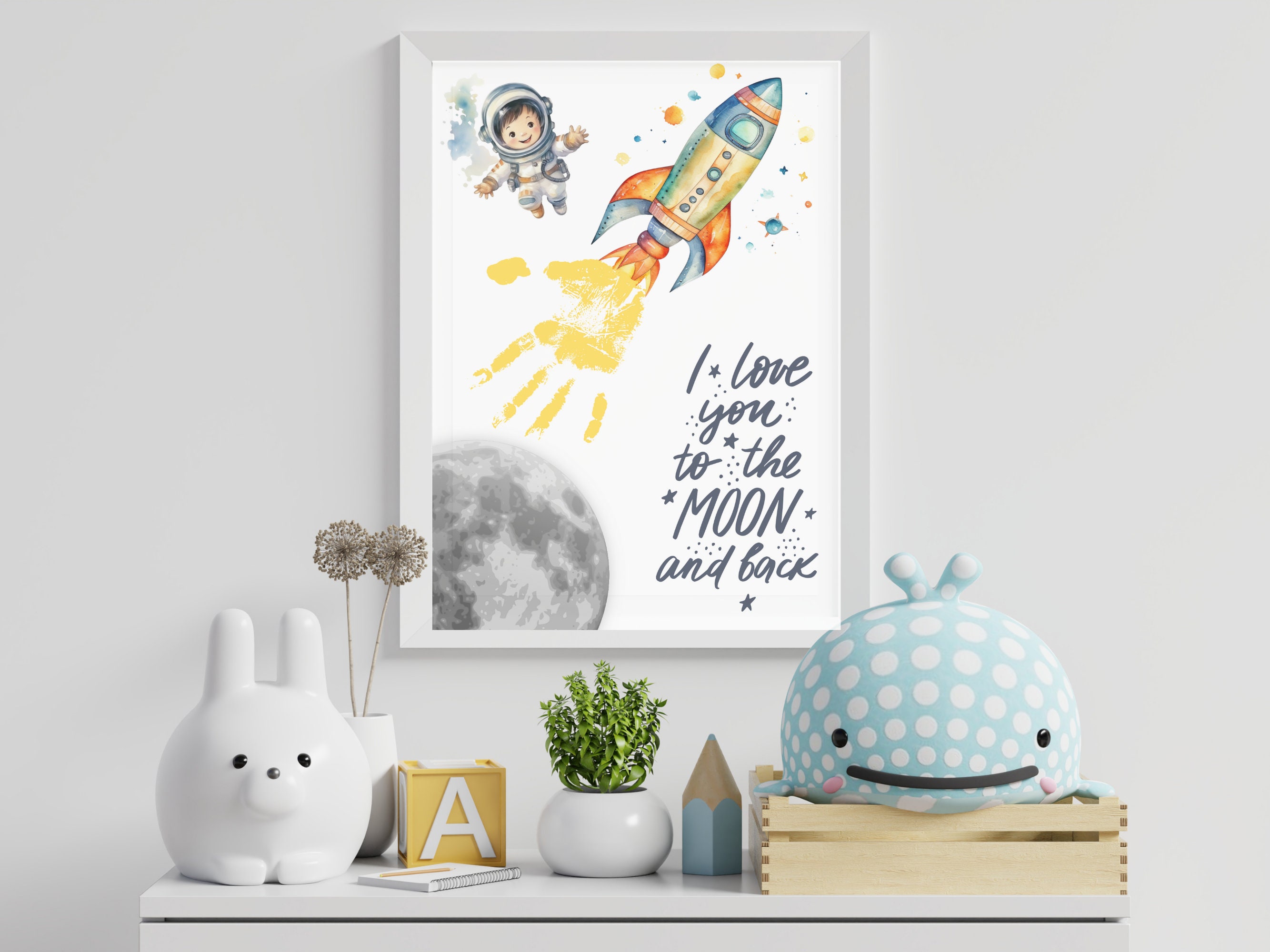 Astronaut Spaceship Handprint Art Print, Handprint Craft Art, Child ...