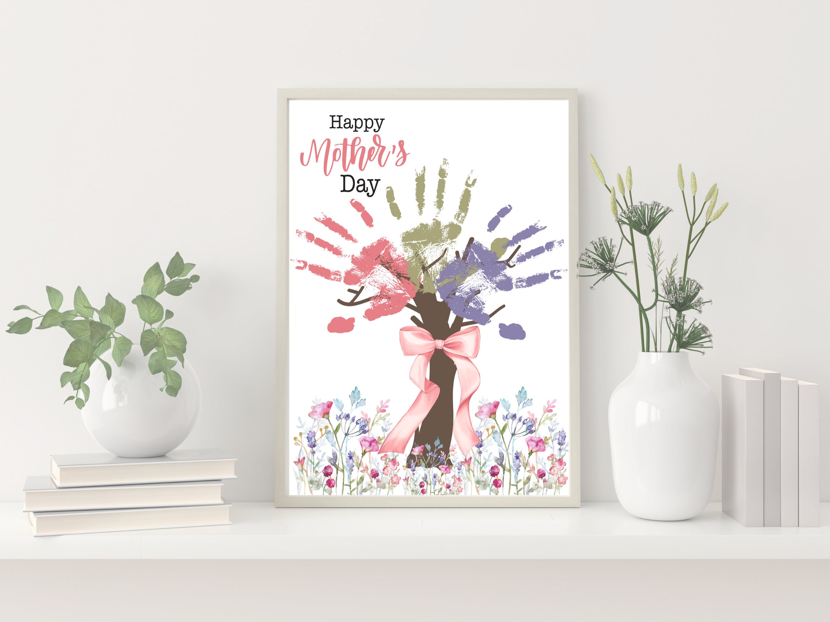 Mother's Day Flower Handprint Craft Art Flower Handprint Art Child ...