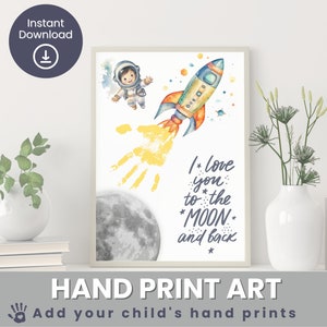 Astronaut Spaceship Handprint Art Print, Handprint Craft Art, Child ...