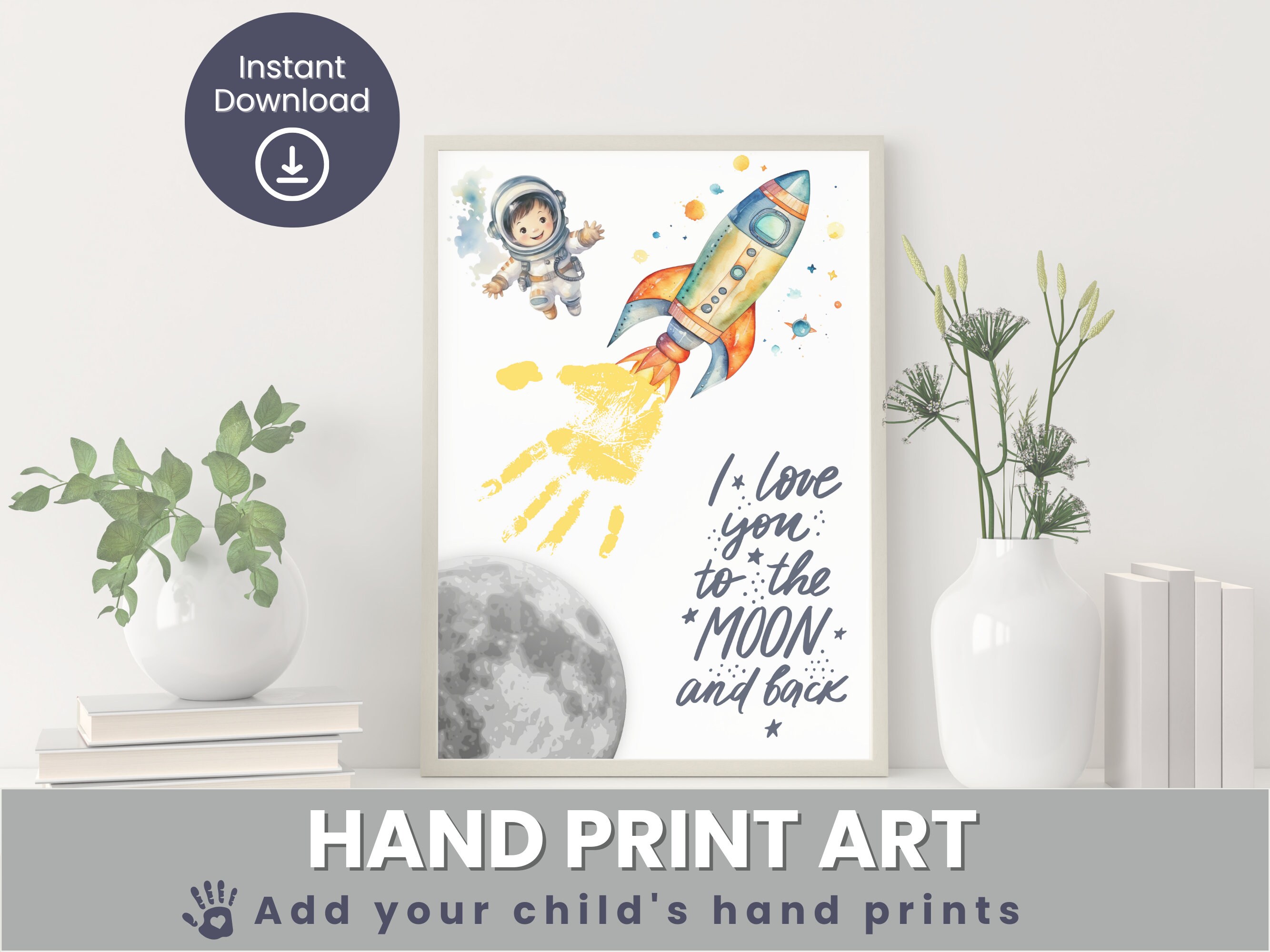 Astronaut Spaceship Handprint Art Print, Handprint Craft Art, Child ...