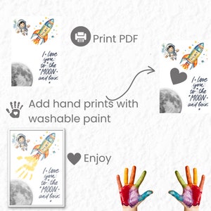 Astronaut Spaceship Handprint Art Print, Handprint Craft Art, Child ...