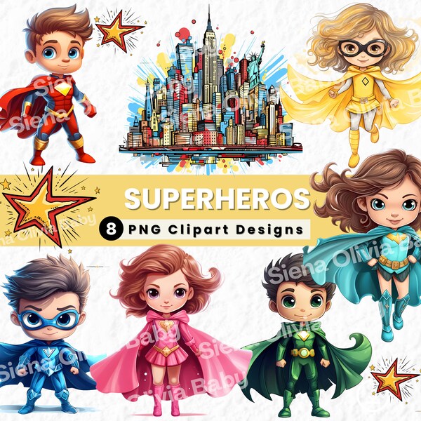 Superhero Clipart - Etsy
