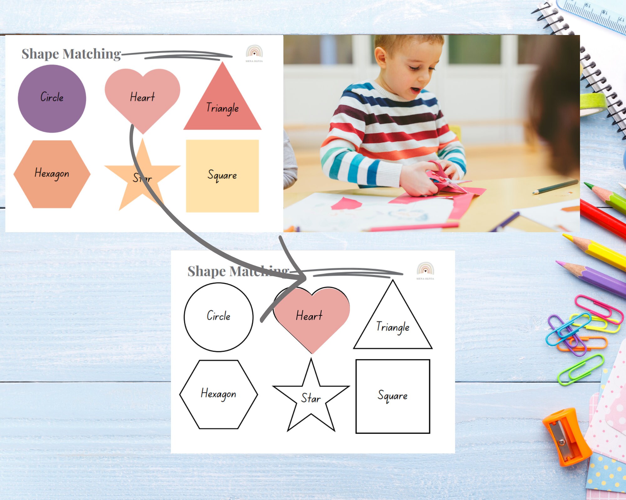 Kids Shape Matching Printable Printable Shapes preschool - Etsy