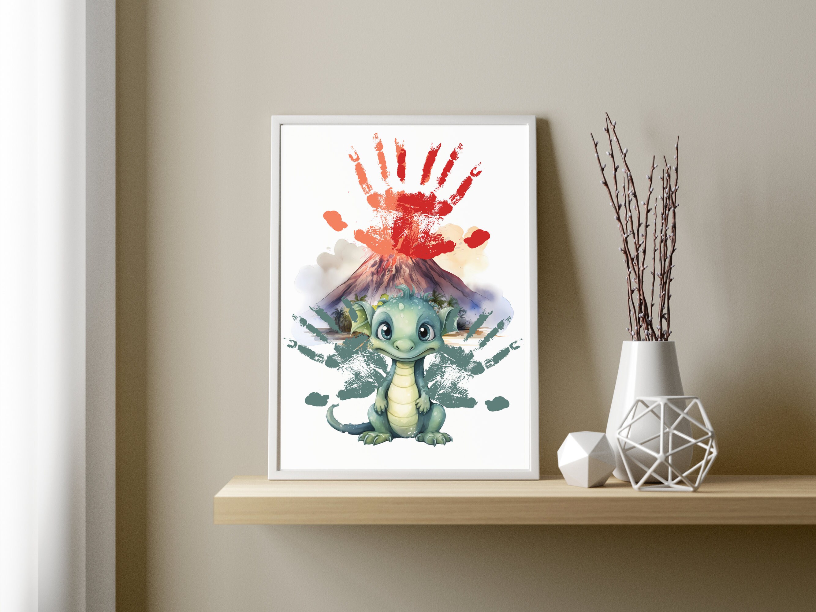 Baby Dragon Handprint Art Print, Handprint Craft Art, Child Handprint ...