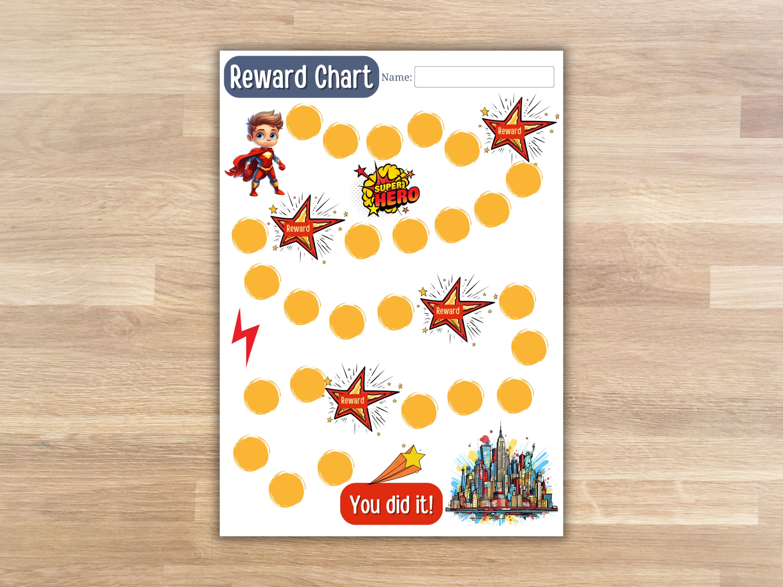 Superhero Reward Chart, Potty Training Chart, Kids Chore Chart, Toddler ...