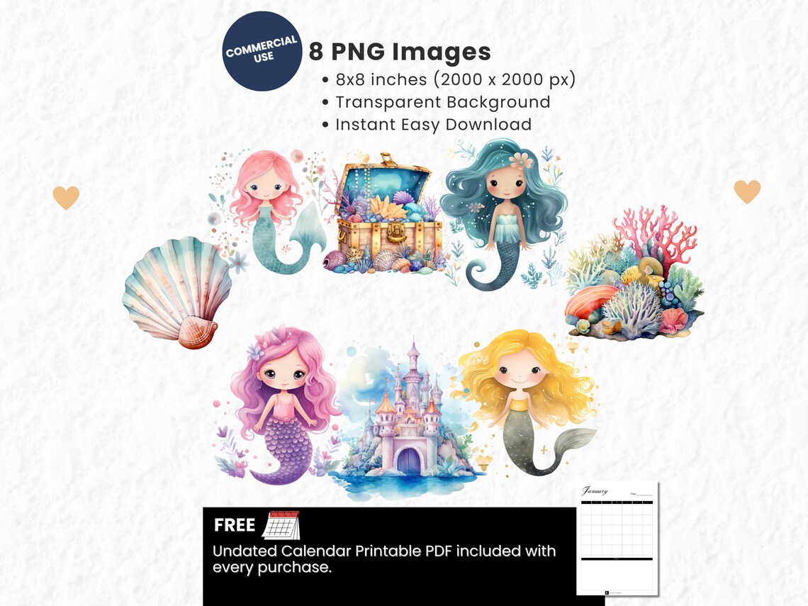 Mermaid Clipart Bundle, Mermaid PNG, Little Mermaid PNG, Mermaid ...