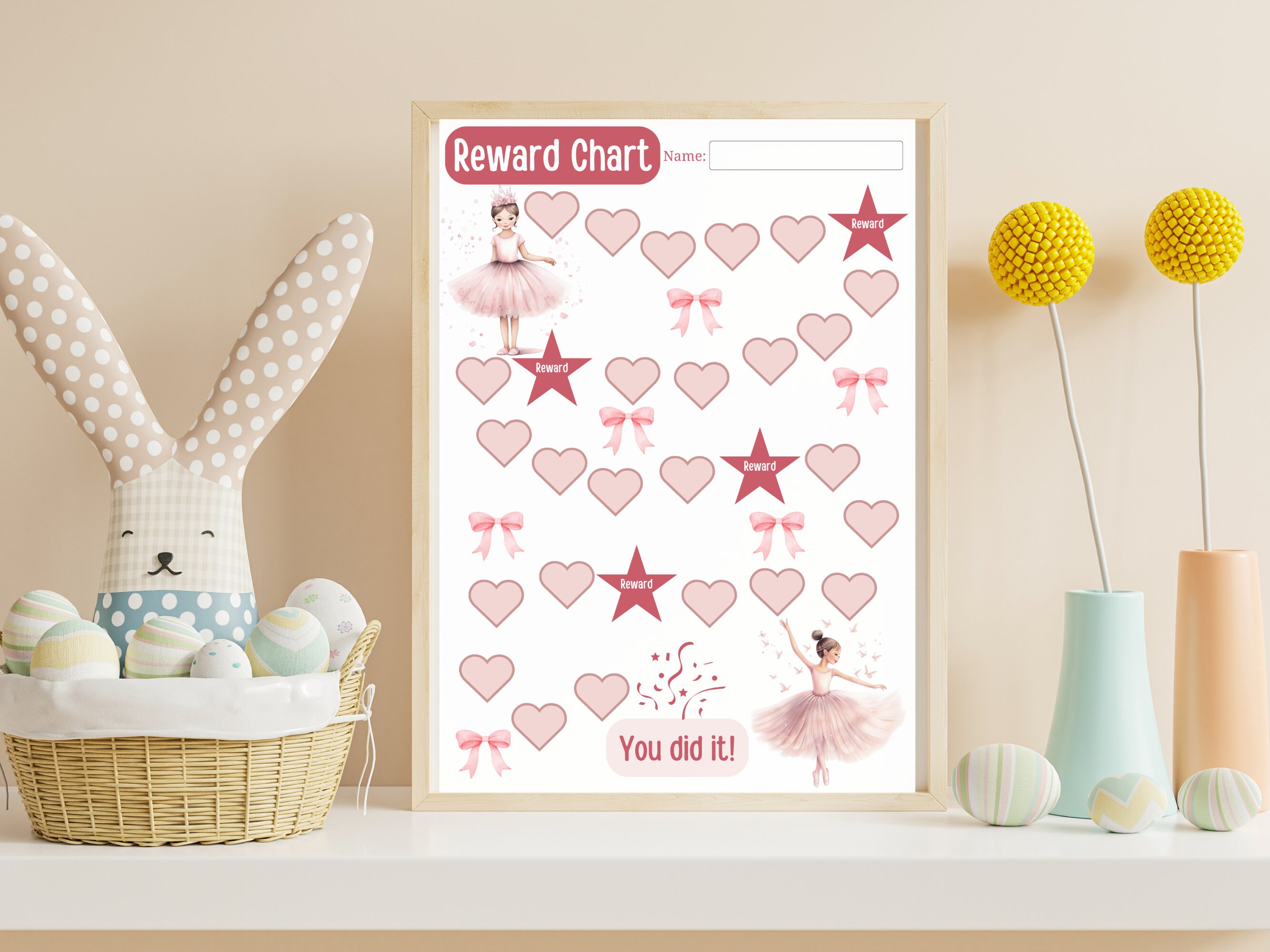 Ballerina Reward Chart, Potty Training Chart, Kids Chore Chart, Toddler ...