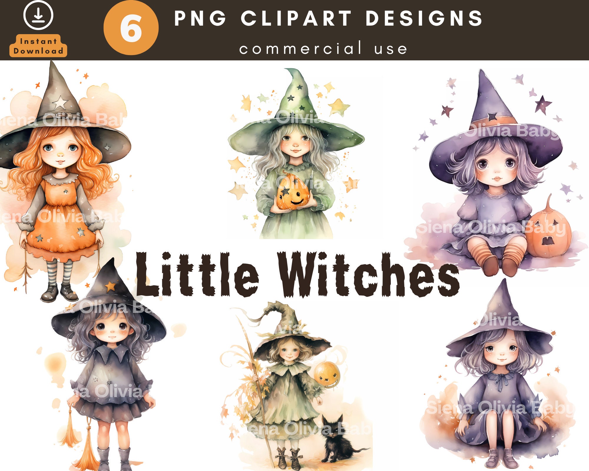 Cute Witch Clipart PNG Vintage Halloween Whimsical Clipart Whimsical ...