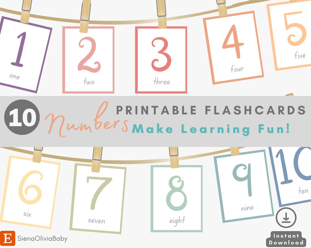 Learning Numbers, Printable Flashcards for Kids, Educational Cards ...