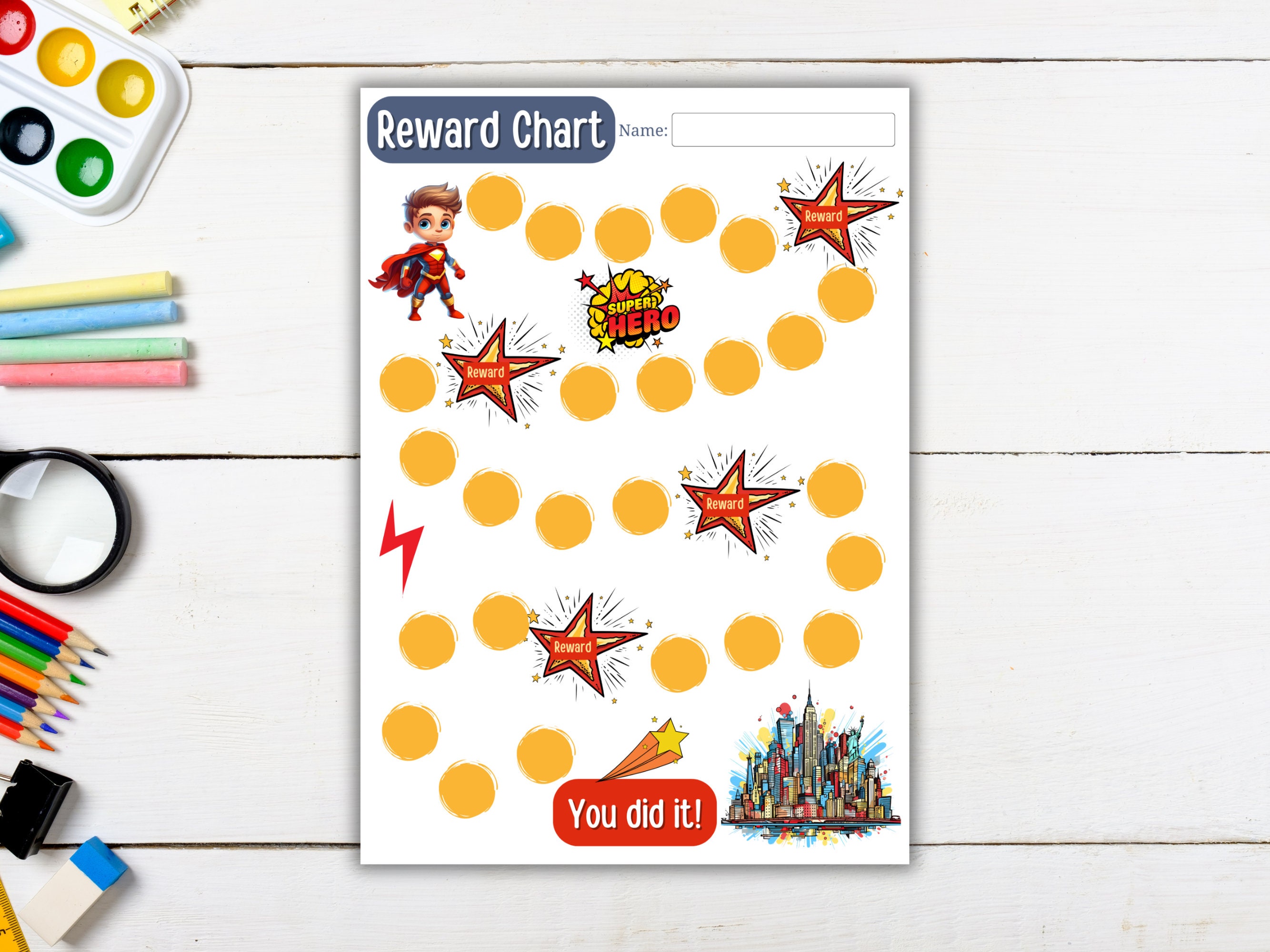 Superhero Reward Chart, Potty Training Chart, Kids Chore Chart, Toddler ...